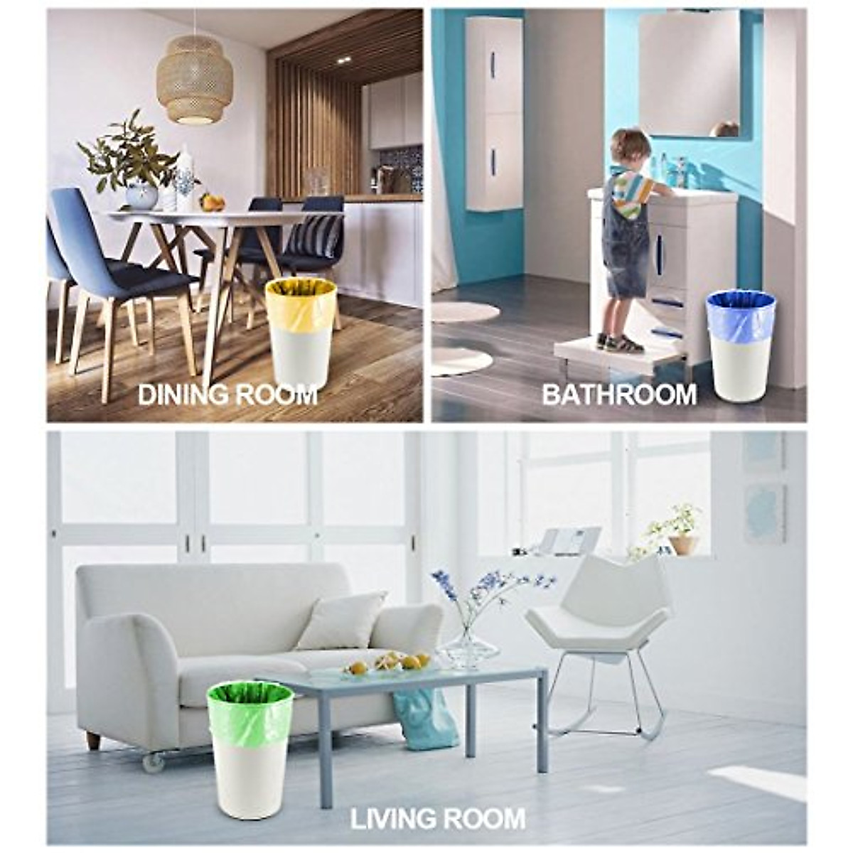 8 Gallon/150pcs Medium Trash Bags, FORID Colorful Clear Garbage Bags, Extra Strong Rubbish Bags for Home, Office, Car/30 Liter/5 Rolls