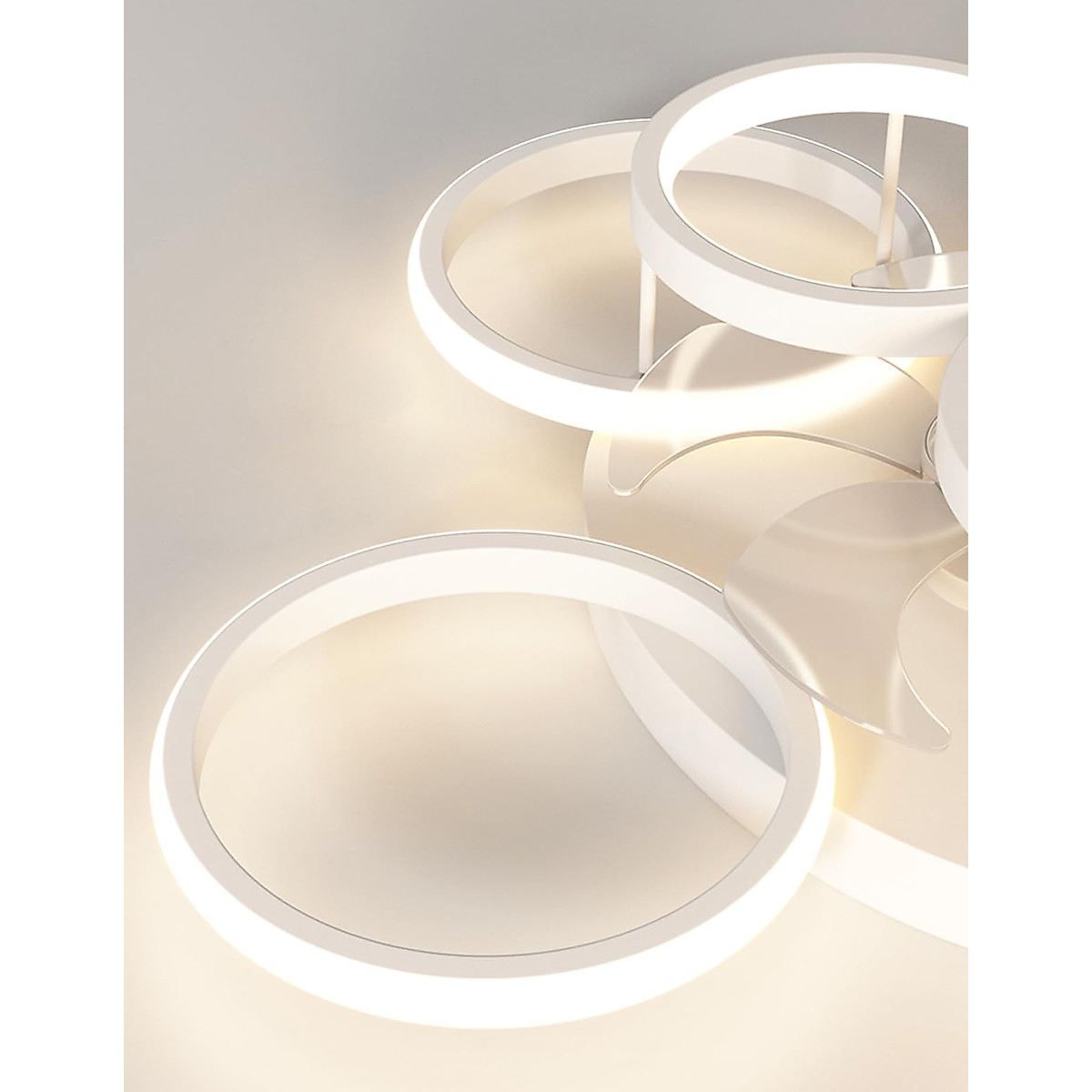 Anyeark Low Profile Ceiling Fan with Light Modern, Bedroom Ceiling Smart Fan with LED, Fandelier Ceiling Fan Flush Mount 25.6-inch, 3000K-6500K Stepless Color Change, Assembly Required (White)