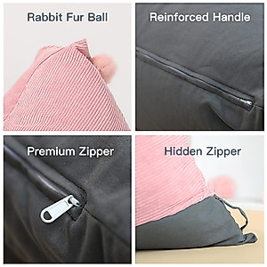 YuppieLife Stuffed Animal Storage Bean Bag Chair Cover for Kids, Zipper Storage Bean Bag Without Filling, Plush Toys Holder and Organizer - Premium Corduroy 200L (Pink)