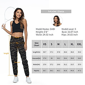 Haowind Joggers for Women with Pockets Elastic Waist Workout Sport Gym Pants Comfy Lounge Yoga Running Pants(Green Camo L)