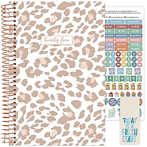 bloom daily planners 2024 Calendar Year Day Planner (January 2024 - December 2024) - 5.5” x 8.25” - Weekly/Monthly Agenda Organizer Book with Stickers & Bookmark - Tan Leopard