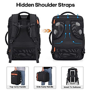 Bagsure Travel Backpack, 42L Carry on Backpack, Flight Approved Expandable Travel Backpack for Men&Women, Carry on Backpack, Luggage Daypack with Packing Cubes and Shoe Pocket, Large Travel Bags