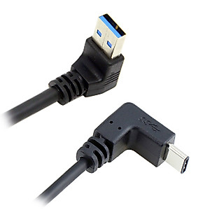 cablecc USB 3.1 USB-C Up Down Angled to 90 Degree Down Angled A Male Data Cable for Tablet Phone