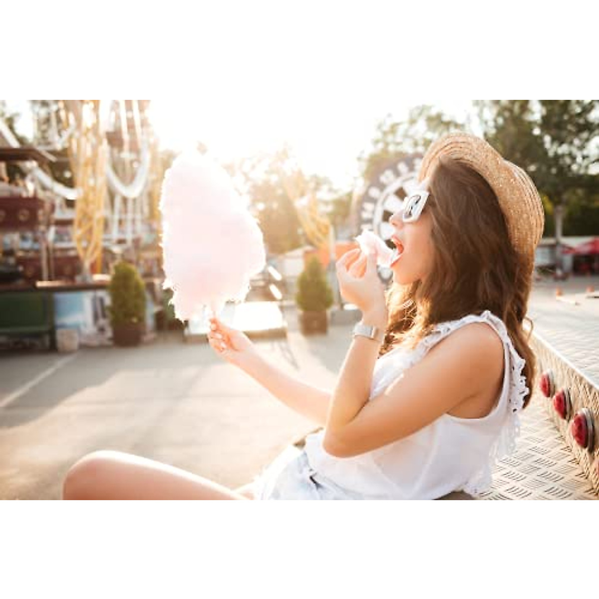 Perfectware 2 Pack Cotton Candy Floss Sugar with 100 Count Paper Cotton Candy Cones. Pink Vanilla and Blue Raspberry& PW Cotton Candy Cone 100ct Cotton Candy Cones 100ct