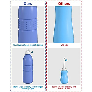 Hibbent Portable Bidet Sprayer and Travel Bidet with Hand Held Bidet Bottle for Personal Cleansing Use Extended Nozzle - Personal Hygiene Care Toilet Bidet Shower/Bathroom Bidet Spray -21.8oz(620ml)