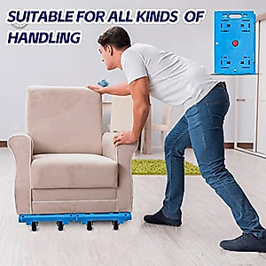 KURPHOYIN Furniture Moving Dolly with Wheels Heavy Duty Small Portable Floor Cart Interlocking Design Free Combination 2 Packs (Blue)