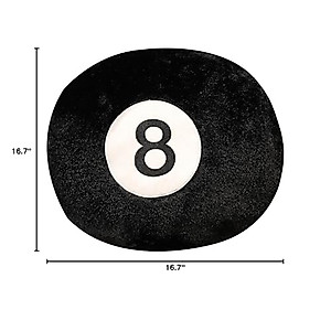 MOJUN 19.6" Simulation Black Billiards 8 Ball Plush Stuffed Soft Sport Round Sleeping Cushion Pillow for Home Bed Sofa Couch Decor, Kids Gift
