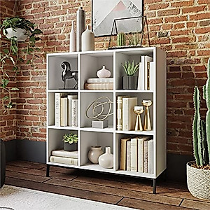 Sauder North Avenue White 9-Cube Cubby Organizer Bookcase, White Finish