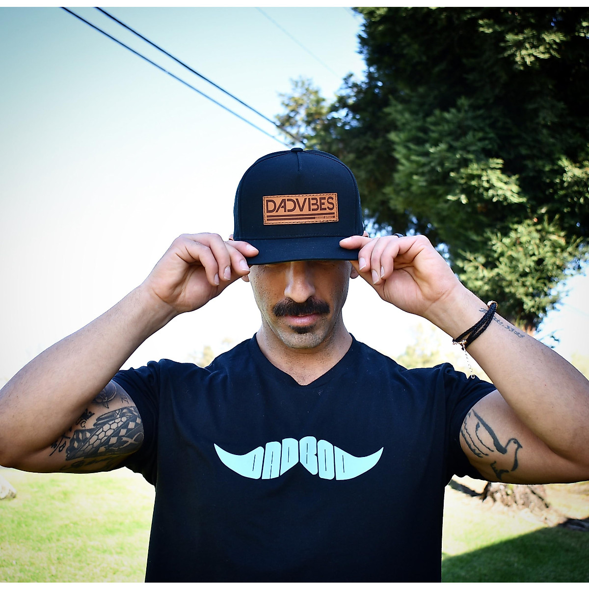 DadBod Apparel DB DadVibes Dad Hat (Black) Snapback Baseball Cap Mens Leather Patch Happy Trucker Hats for Girl Dads