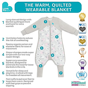 Love to Dream Organic Merino Wool Warm Baby Sleep Suit (12-24 Mo), Super Soft Temp Regulating Sleeping Sack, 2.5TOG Warm Wearable Blanket, Pink