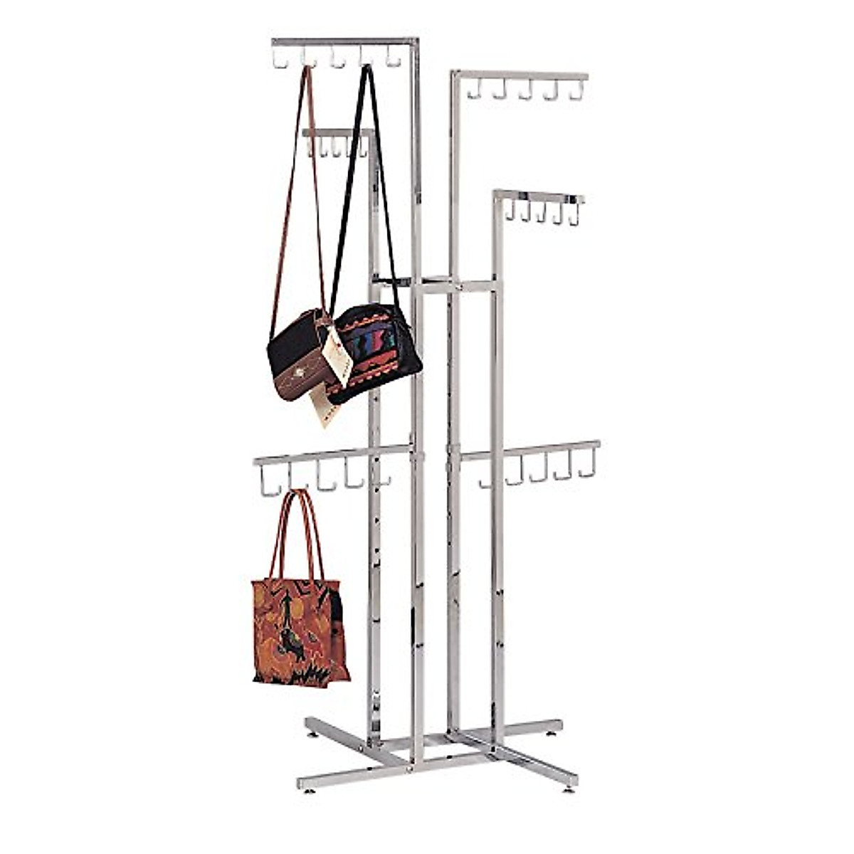 SSWBasics 4 Way Hang Handbag and J-Hook Rack (Chrome)