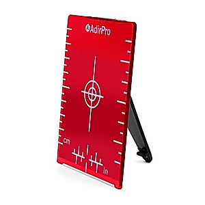 AdirPro Magnetic Floor Target Plate - Heavy Duty Laser Target Plate with Sturdy & Secure Stand - Enhance The Brightness for Laser Line Targets (4x3 Inches, Red)