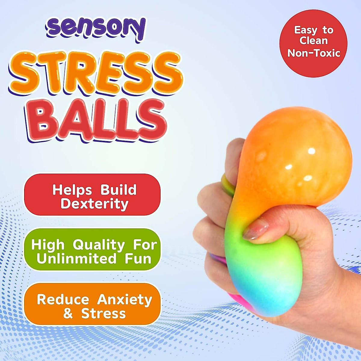 22 Pack Stress Balls Set - Fruit Sensory Toys Squishy Balls for Adults - Stress Relief Fidget Toys for Hand Thrapy, Calming Tool for Autism, Anxiety, ADHD - Party Favors, Classroom Prizes
