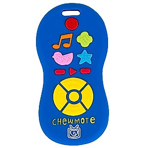 Silli Chews Remote Teether for Baby Remote Control Teething Toys for Babies Infants and Toddlers | Kids Chewable Pretend Play Baby Teether Blue Silicone Silly Chew Toy (Chewmote)