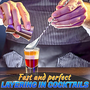 4Pcs Bar Spoon Cocktail Mixing Spoon - 12" Drink Mixer Metal Spoons Cocktail Stirrers Long Spoons for Stirring Spoons Set Cocktail Spoon Long Handle - Christmas Cocktail Mixers Long Spoon Bar Spoons