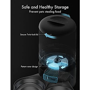 PETLIBRO Automatic Cat Feeder for Two Cats, 5L Dry Food Dispenser with Splitter and Two Stainless Bowls, 10s Meal Call and Timer Setting, 50 Portions 6 Meals Per Day for Cat and Dog