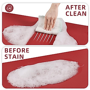 Cenivi 2PCS Kitchen Rugs, Red Kitchen Mat, 47 Inches Cushioned Anti-Fatigue Kitchen Rug, Kitchen Mats for Floor, Non-Slip Kitchen Rugs Sets of 2, Waterproof Kitchen Mat 17.3"×30"+17.3"×47"