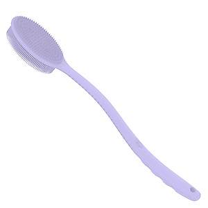 Avilana Back Scrubber for Shower,19 inch Silicone Body Scrubber with Handle, Shower Back Scrubber for Men and Women, Back Brush for Shower, Loofah with Handle Shower Brush (S1-Lavender)