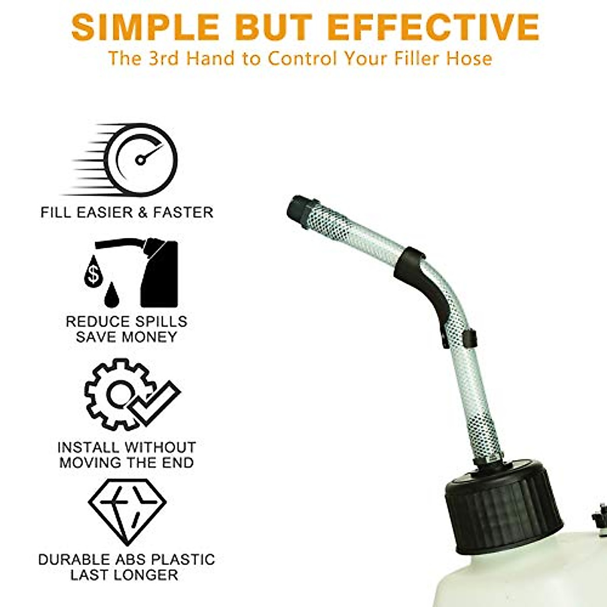 Hose Bender For Racing Fuels Jug/Tank, Utility Container/Jug, Gas Can/Jug, Perfect Angle Makes Filling MUCH Easier, Simple But Super Effective (4 PACK)