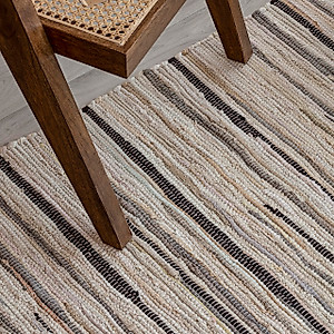 HOMEMONDE Beige Chindi Rug 4'x6' Recycled Soft Cotton Rag Rug Hand Crafted Reversible Farmhouse Style Boho Home Decor for Bedroom, Living Room, Kitchen, Entyrway