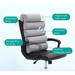 GIVANLEE Back Support Pillow for Office Chair,Computer/Desk Chair/Couch,Lumbar Support Pillow Adjustable for Chair,Patented 6-fold semi-circular Back Cushion Hanging on Office Chair,Soft