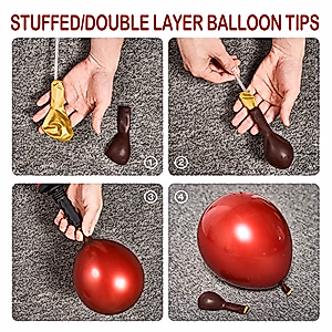 PartyWoo 140 pcs Burgundy Red and Pink Balloon Garland, Double-stuffed Burgundy Balloons, Metallic Rose Gold Wine Red Light Pink Balloon Arch Kit for Birthday Decorations, Baby Shower, Wedding