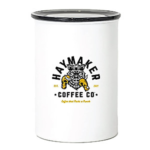 HAYMAKER Airscape Coffee Storage Canister, Stainless Steel, BPA Free, 64 Oz. (Chalk)