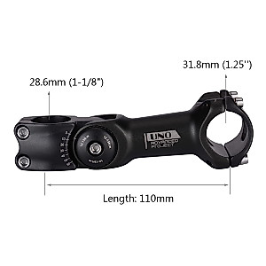 FOMTOR 31.8mm Adjustable Stem 110mm 0~60 Degree UNO 31.8mm MTB Adjustable Handlebar Stem for Most Mountain Bike Road Bike (Fit for 1.25'' Handlebar)