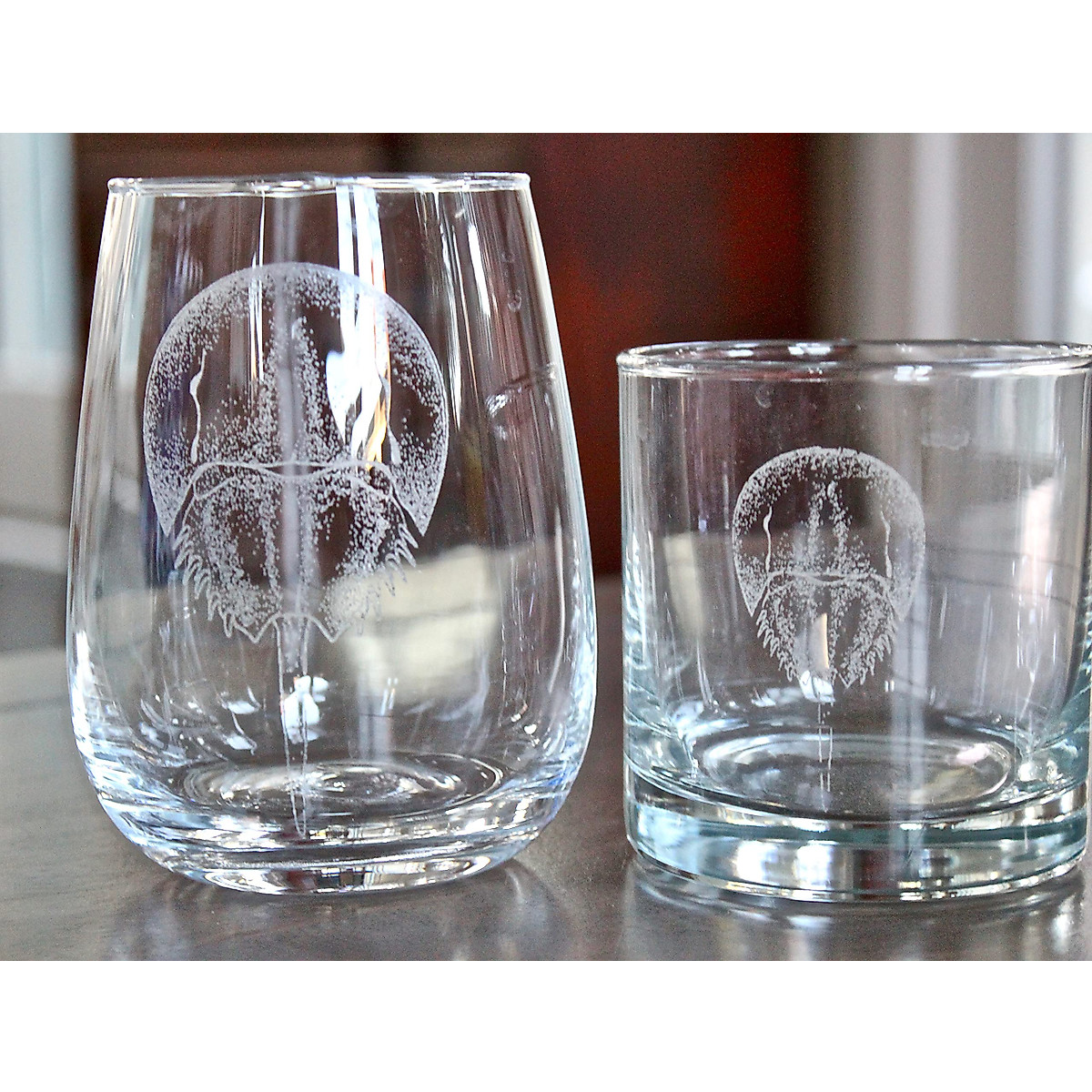 HullSpeed Designs Horseshoe Crab - Engraved Rocks Glass Set of 2