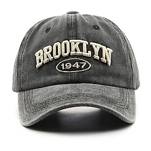Brooklyn Cap Washed Vintage Baseball Cap Sun Hat for Men and Women Navy Blue