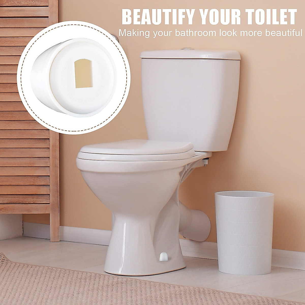 16 Pieces Universal Toilet Bolt Caps Plastic Round Push On Toilet Bowl Caps Covers Toilet Seat Floor Caps with Extra Washers for Toilet Bowl Screws, 1.45 Inch Height