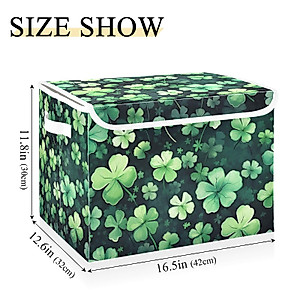 senya St. Patrick's Day Baskets Collapsible Storage Bins with Lids, St Patricks Clover Leaves Storage Boxes Clothes Baskets for Organizing
