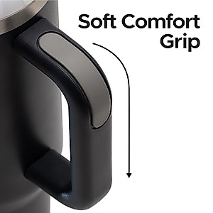 SPOUT 40 oz Tumbler With Handle And Straw, Insulated Stainless Steel Water Bottle With Straw - Travel Mug | BPA Safe Tumblers | Iced Drinks, Water, Cold/Hot Coffee - Cupholder Friendly Midnight Navy