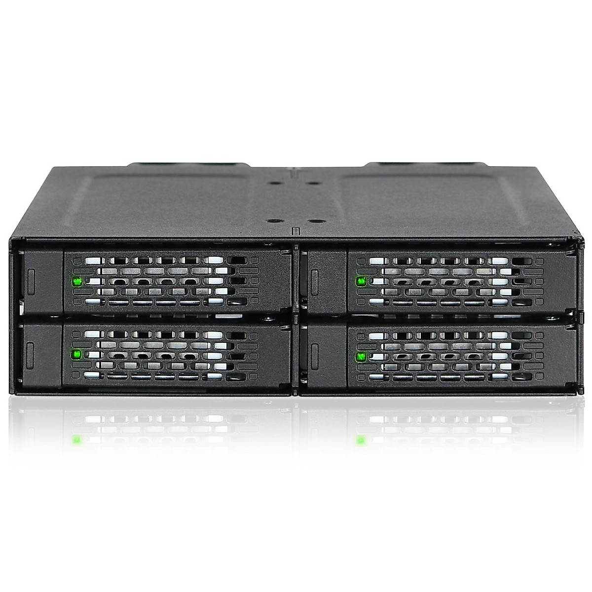 ICY DOCK 4 Bay 2.5 NVMe U.2/U.3 SSD PCIe 4.0 Rugged Mobile Rack Enclosure for 5.25" Bay (4 x Mini-SAS HD) | ToughArmor MB699VP-B