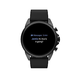 Fossil Unisex Gen 6 44mm Stainless Steel and Silicone Touchscreen Smart Watch, Fitness Tracker, Color: Black (Model: FTW4061V)