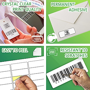EastCrane 1" x 2-5/8" Printable Mailing Address Labels,3,000 Sticker Labels(100 Sheets),White Blank Labels for Laser/Inkjet Printer,Permanent Adhesive Name Labels,FBA Labels