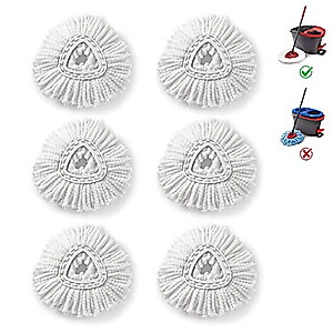6 Pack Mop Replacement Head Refill for Spin Mop Power Refill Easy Cleaning Microfiber