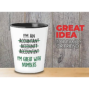 Bubble Hugs Accounting Shot Glass 1.5oz - Great with Numbers - Accountant CPA Auditor Employee Coworker Bookkeeper Finance