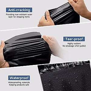 KKBESTPACK 100 Pcs 12x15.5 Poly Mailer Envelopes Shipping Bags Self Adhesive Waterproof Bags (Black), 12 x 15.5