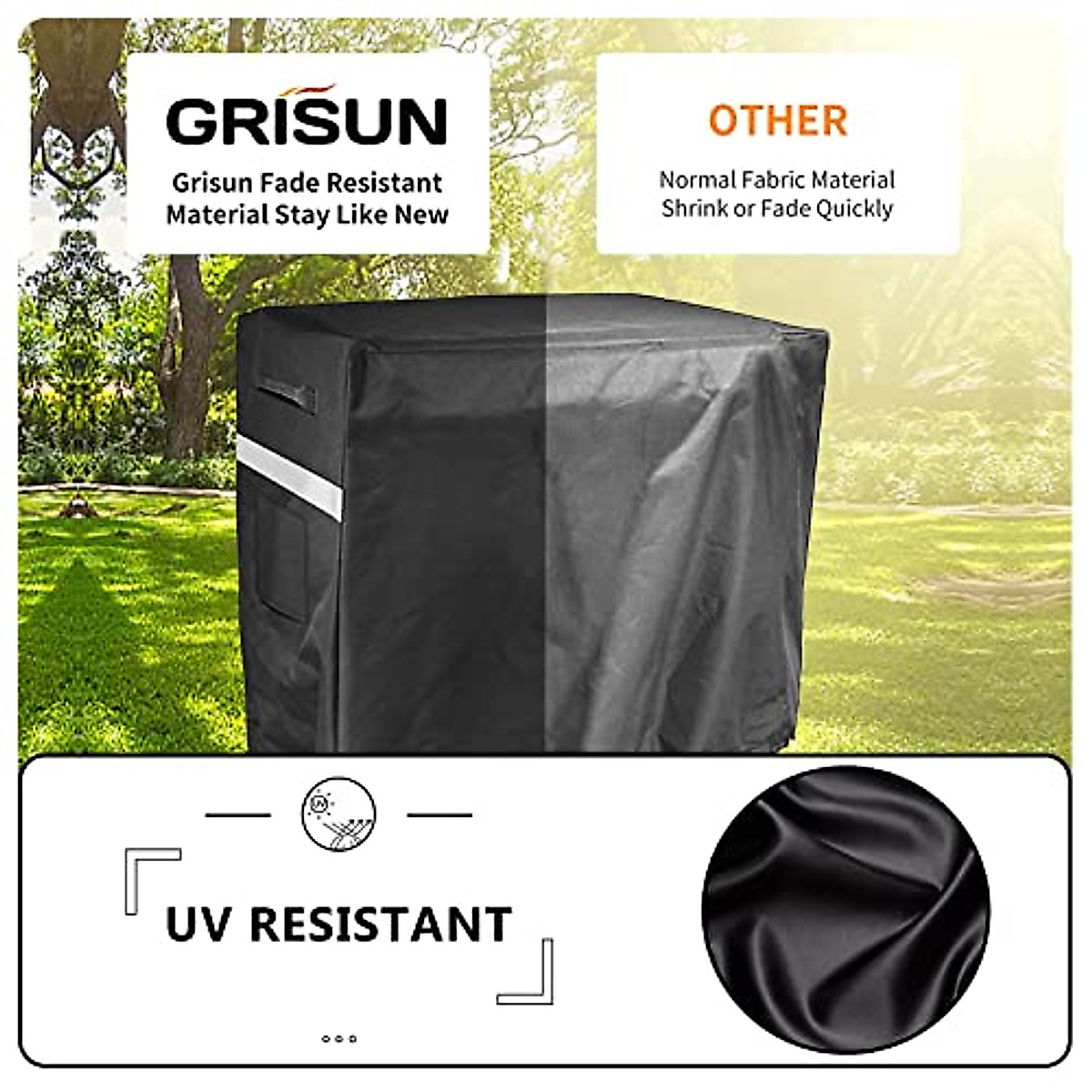 Grisun Griddle Cover for Camp Chef FTG600 Flat Top Griddle, 600D Fabric Waterproof Anti-Fade BBQ Cover for Blackstone 22" Griddle, Pit boss 22" Griddle with Stand, Come with Support Pole