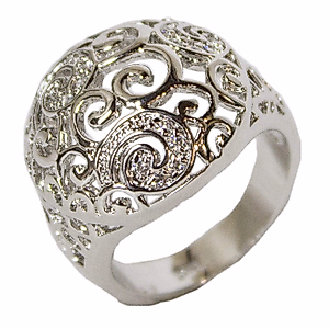 RS Covenant Women's Rhodium Plated Dress Ring Vintage Style Filigree 109 (10)