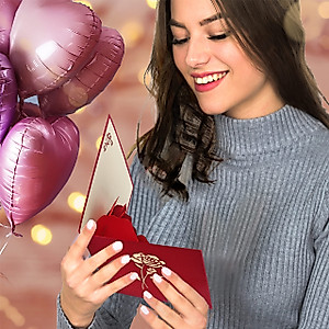 VUDECO Rose 3D Pop Up Happy Birthday Card Women Men Kid With Envelope Anniversary Card Wife Husband, Mothers Day Card Mom Greeting Card Wedding Thank You Card Thinking You Card Valentine Day Card