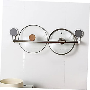 Wall Mounted Towel Holder 2pcs Suction Cup Towel bar Suction Cup Towel Rack Towel Rack with Shelf White Pot Cover Shelf Towel Shelf Pot Cover Rack no Trace Lid Rack Individual