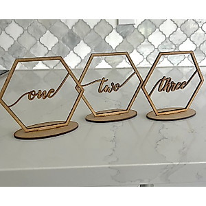 Wedding Hexagon Table Numbers,Modern Number Table Setting Signs, Number Your Table For Events And Business Use, Organize Seating (11-15 Numbers)