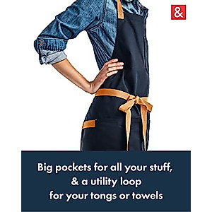 Hedley & Bennett Midnight Blue Crossback Apron - Professional Chef Apron with Pockets and Cross-Back Straps for Cooking & Grilling - Kitchen Aprons for Men & Women - 8oz 100% Cotton Twill Fabric