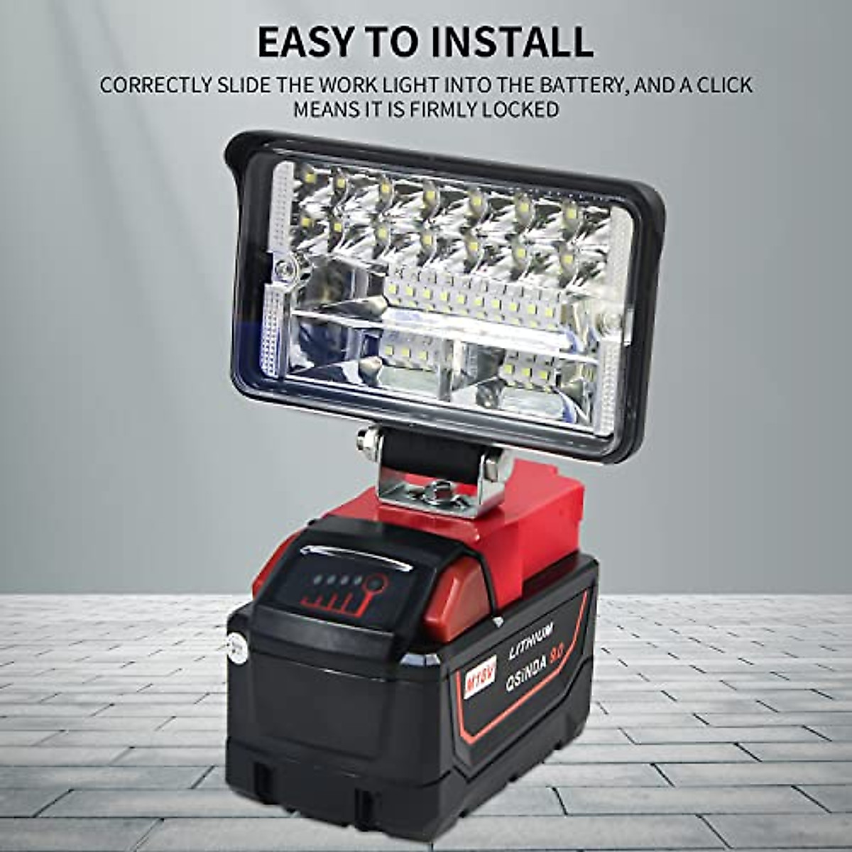 108W Super Bright Work Light Adjustable LED Cordless Work Light for Milwaukee, Compatible with Milwaukee 18V Lithium Batteries, 5400LM for Outdoor Camping Garage Construction Vehicle Lighting