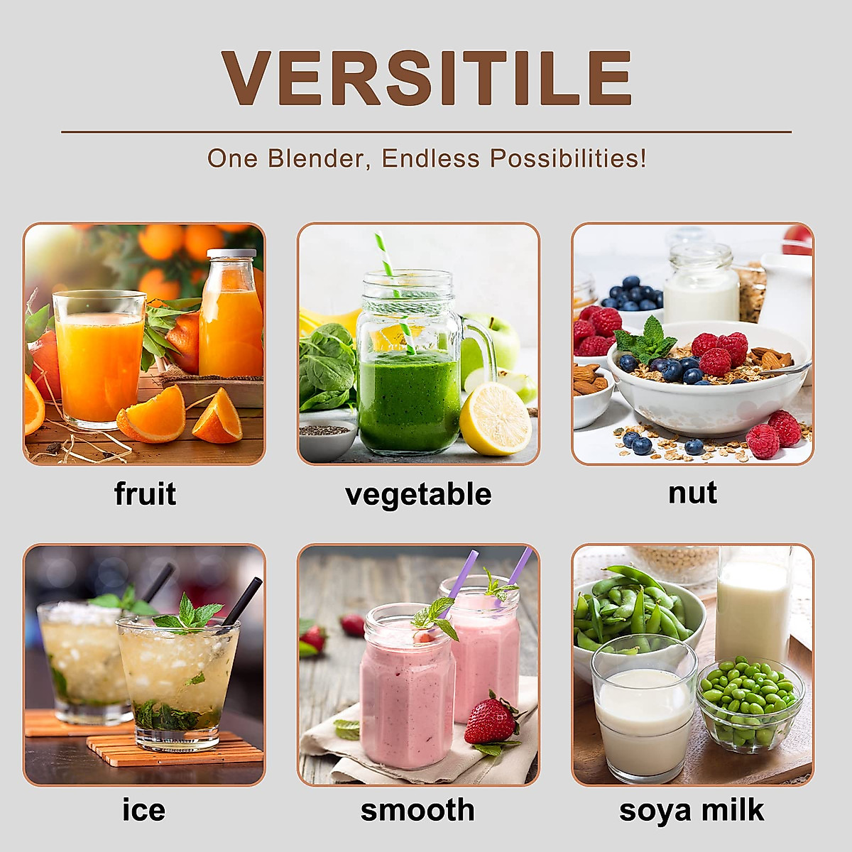 bathivy 1300W Professional Countertop Blender, 72 oz Pitcher Blender for Smoothies, 6 Program Food Processing Blender, 30000 RPM Home Commercial Blender for Ice Crushing, Frozen Drinks, Puree, Soymilk