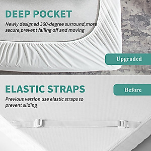 Ivellow Memory Foam Mattress Topper Queen Size Cooling 3 Inch Gel Mattress Pad Cover with 8"-21" Deep Pocket for Back Pain Queen