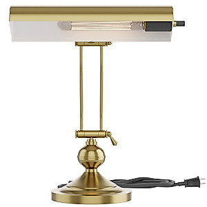 Home Intuition Classic Antique Retro Adjustable Leaning Piano Lamp Banker Desk Light (Brushed Brass)