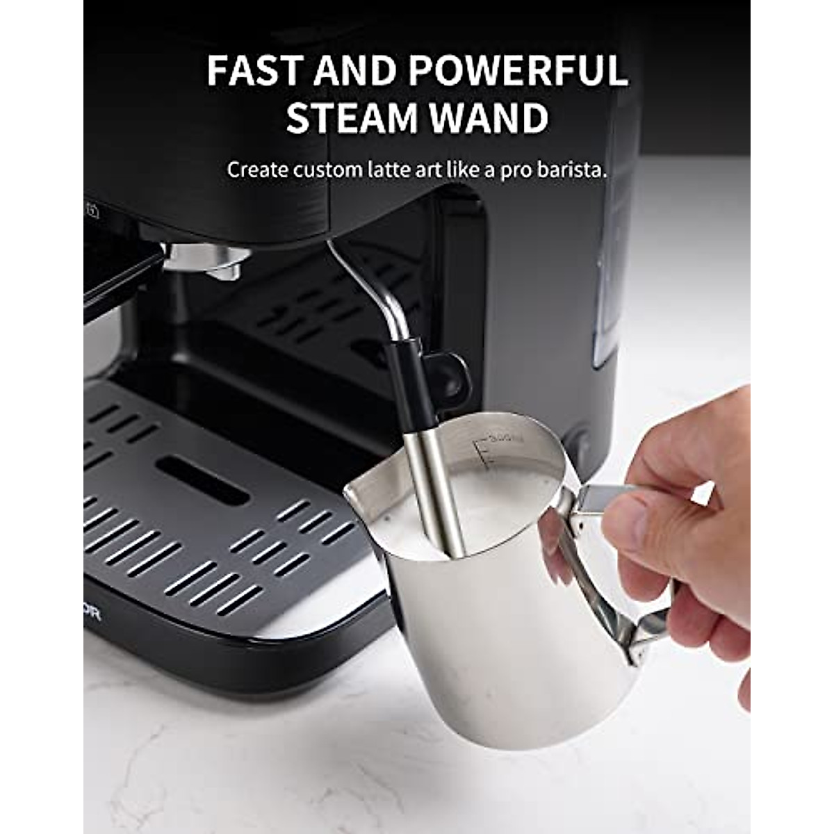 SHARDOR Espresso Machine, Automatic Latte & Cappuccino Maker, 15 Bar Pump Pressure Espresso Coffee Maker with Milk Frother Steam Wand, 1300W, Black